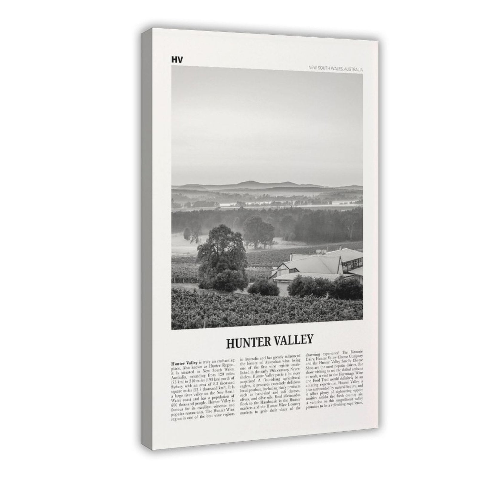 CFIOZYOS Hunter Valley Print Black And White, Hunter Valley Wall Art ...