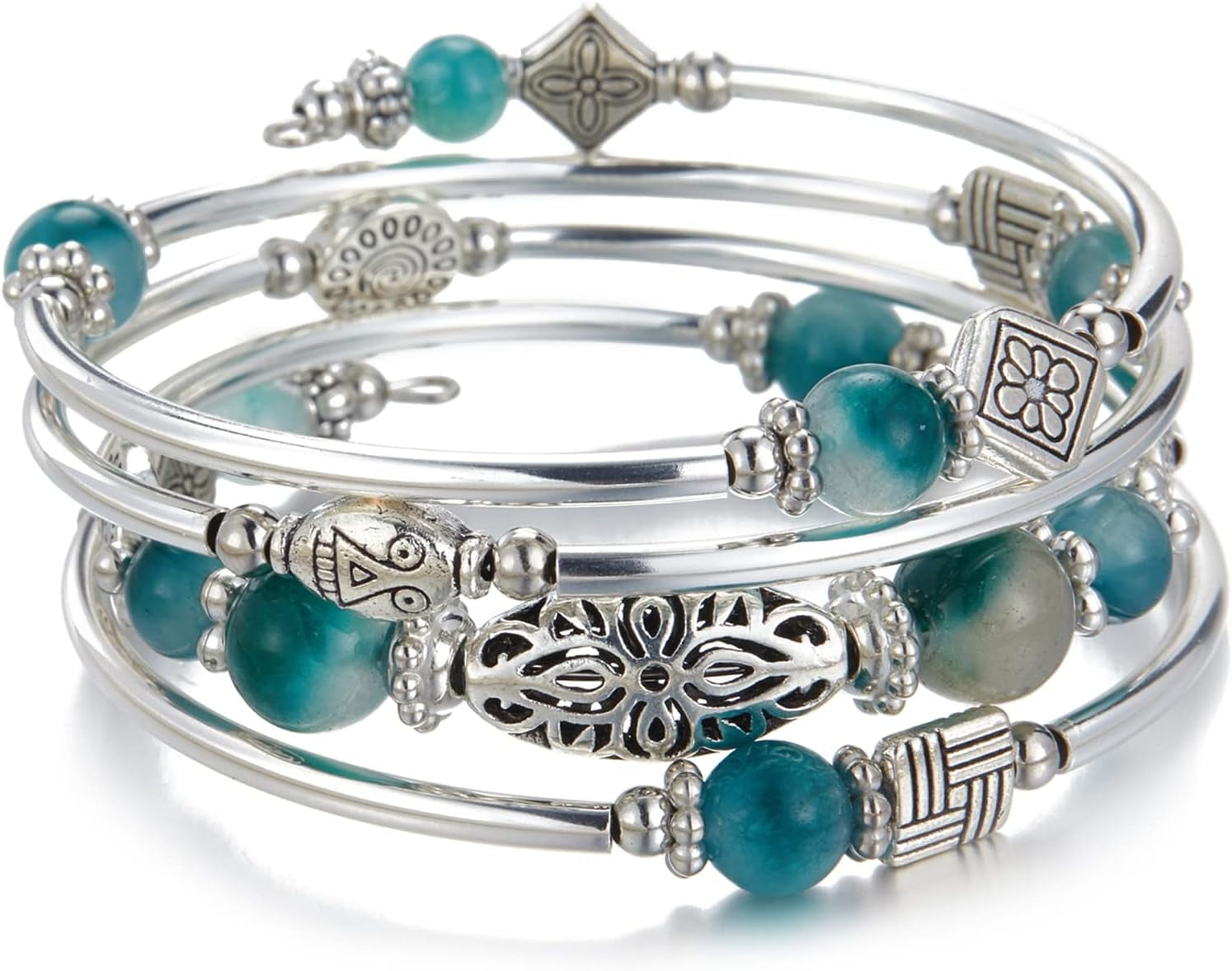 CFIOZYOS Layered Wrap Bangle Turquoise Bracelet - Bead Bracelet with ...