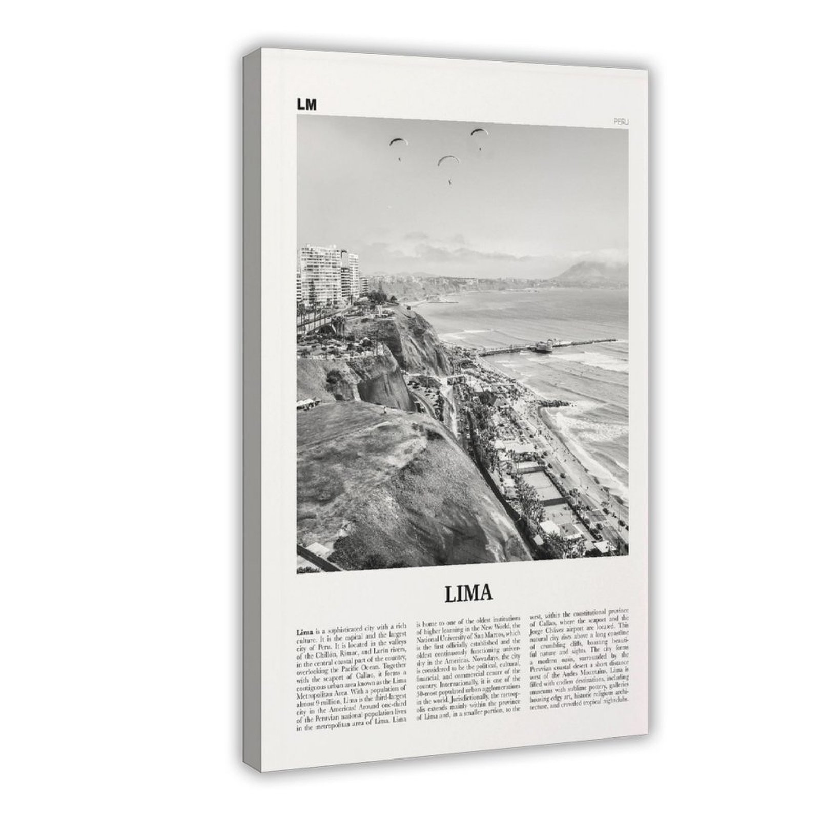 CFIOZYOS Lima Print Black And White Waves, Lima Wall Art, Lima Poster ...