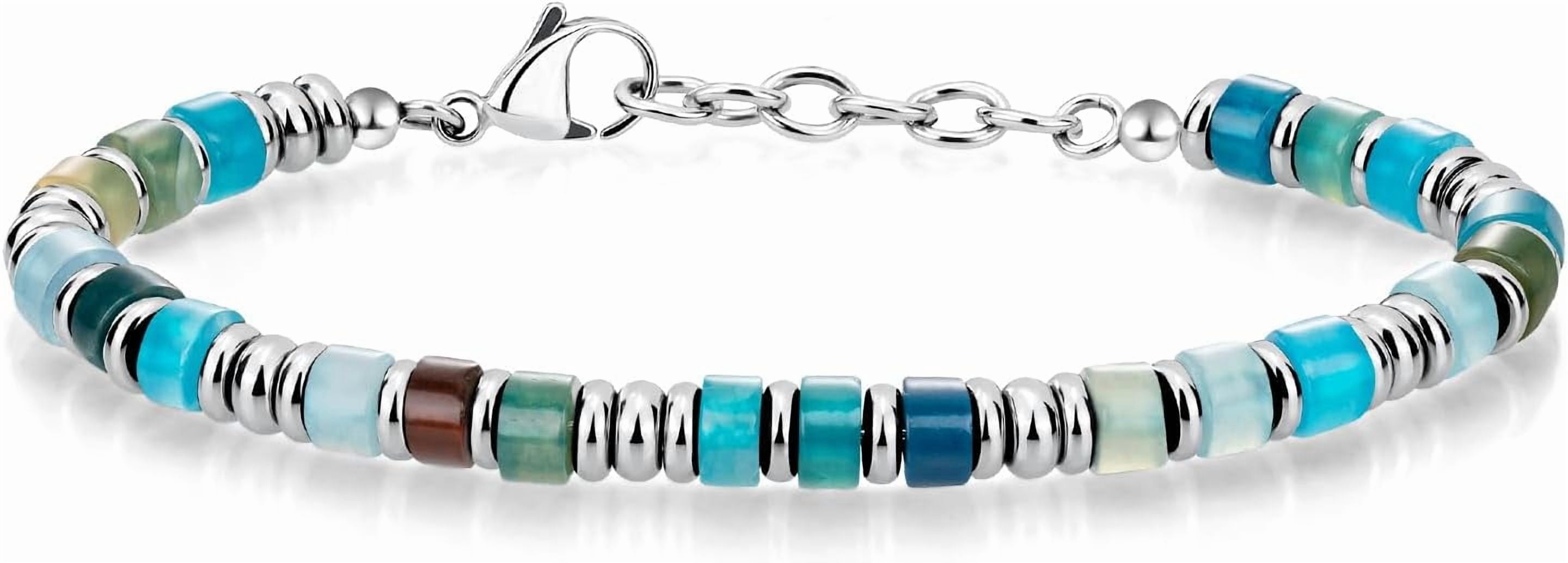 CFIOZYOS Mens Bracelet, Boho Stainless Steel Bracelets for Men, Beaded ...