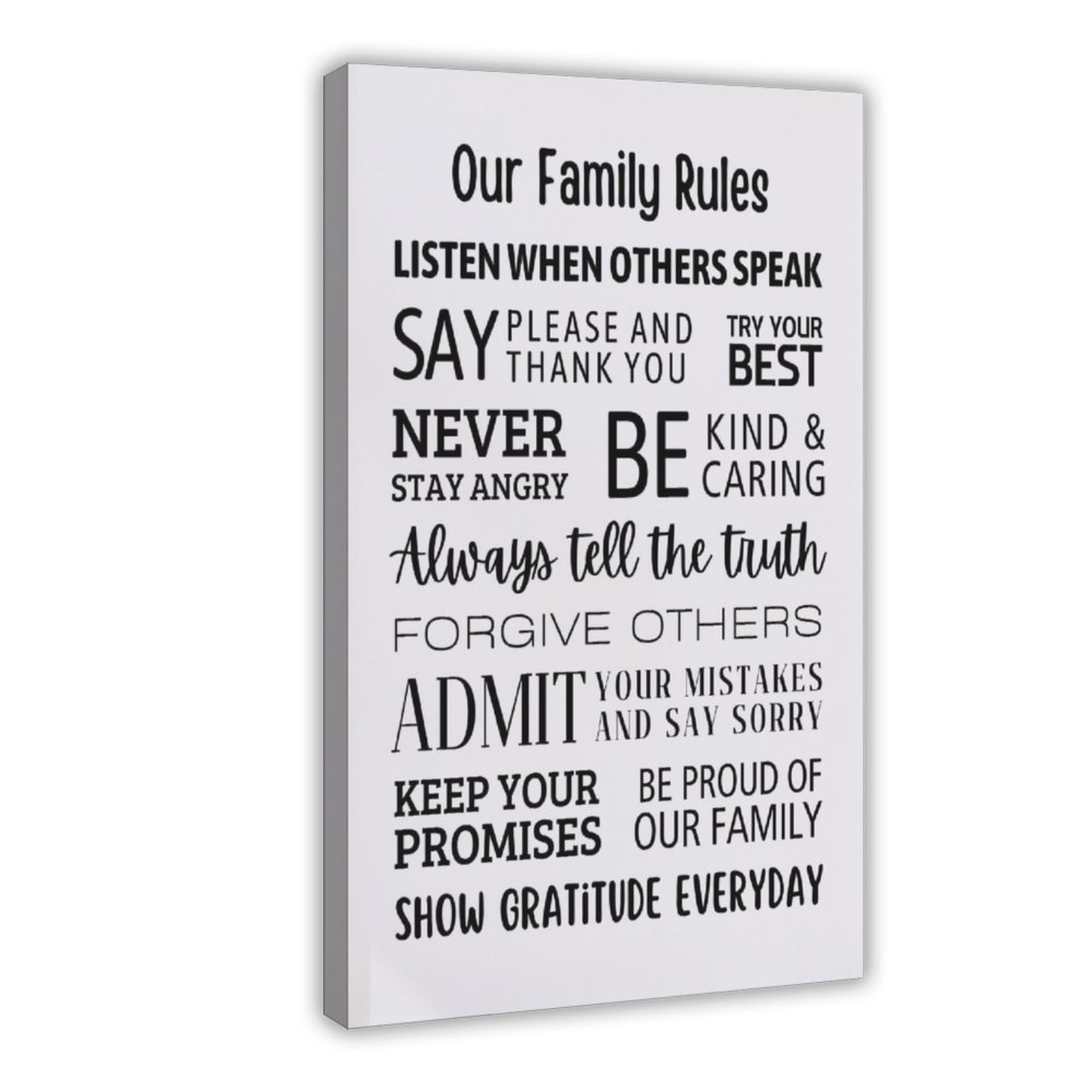 CFIOZYOS Modern Family Rules For Kids Art Wall Decoration Poster Family ...