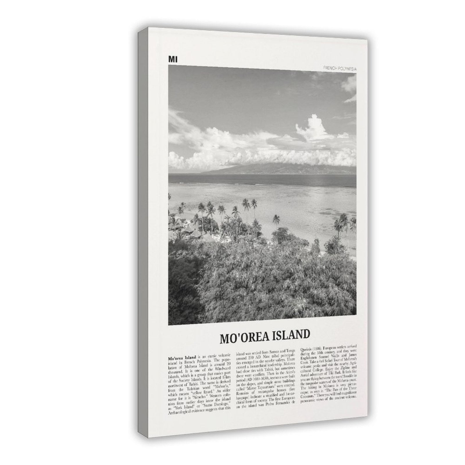 CFIOZYOS Moorea Island Print Black And White, Moorea Island Wall Art ...
