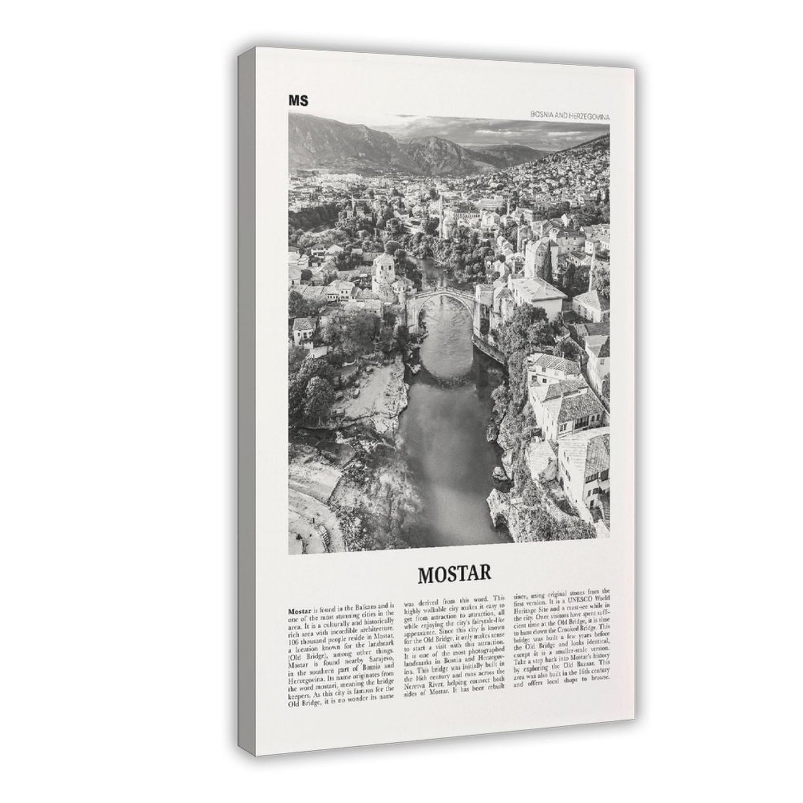 CFIOZYOS Mostar Print Black And White, Mostar Wall Art, Mostar Poster ...