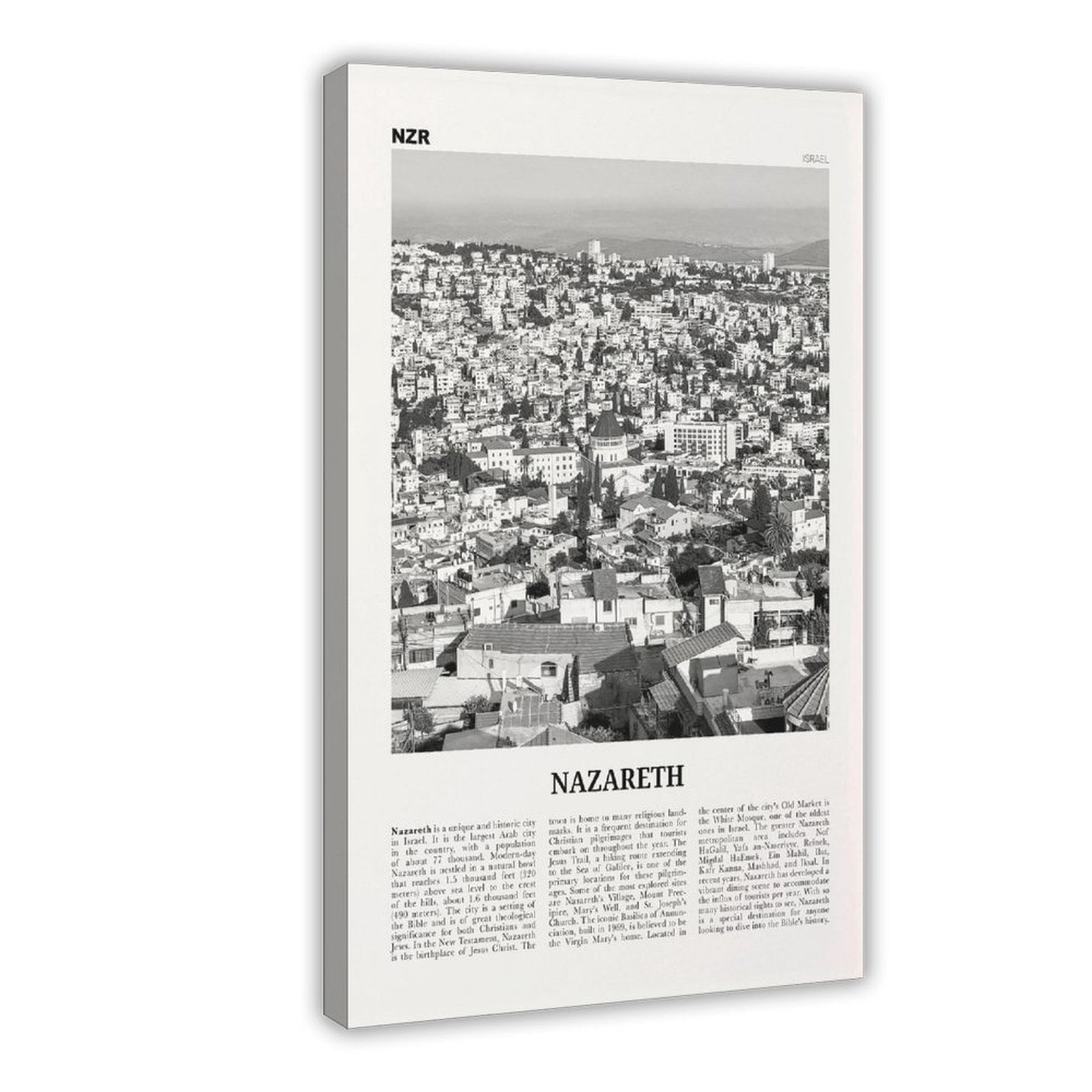 CFIOZYOS Nazareth Print Black And White Town, Nazareth Wall Art ...