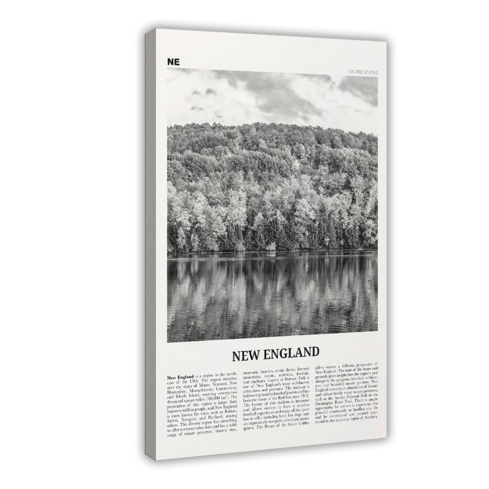 CFIOZYOS New England Print Black And White, New England Wall Art, New ...
