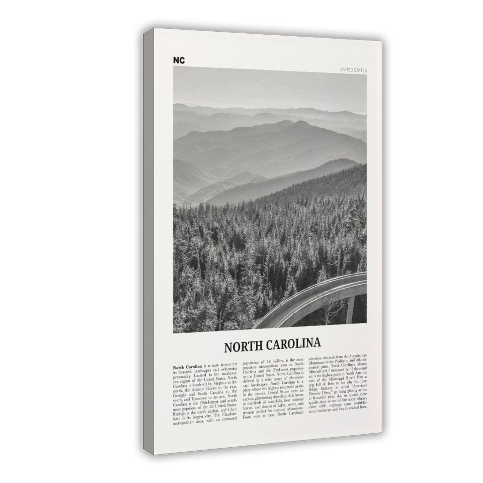 CFIOZYOS North Carolina Print Black And White Forest, North Carolina ...