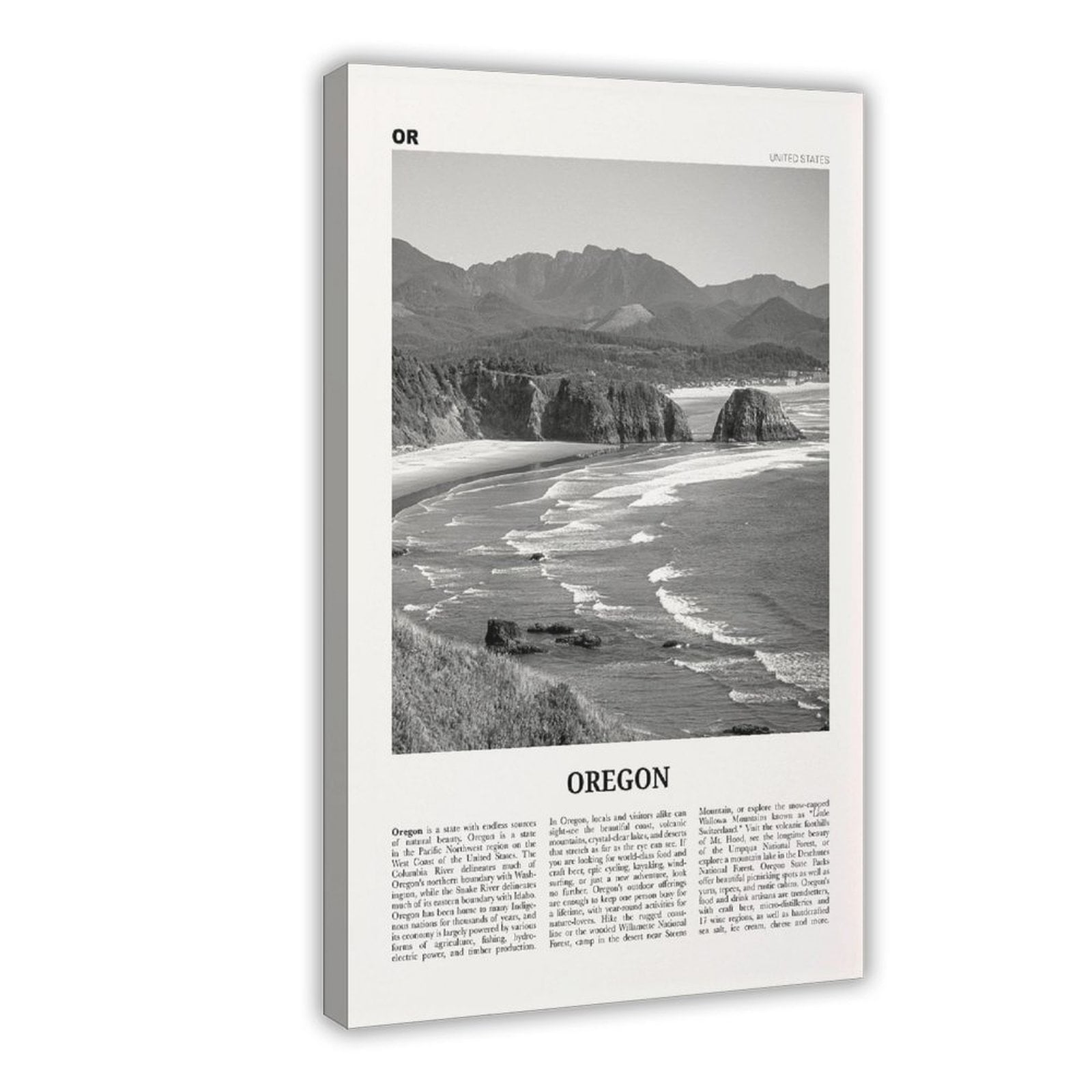 CFIOZYOS Oregon Print Black And White Waves, Oregon Wall Art, Oregon ...