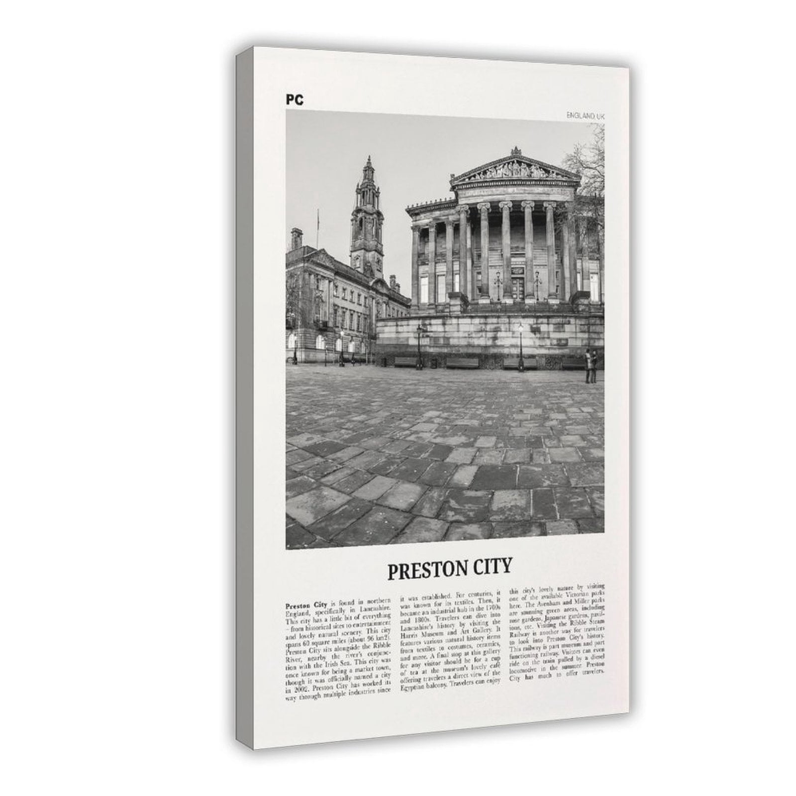CFIOZYOS Preston City Print Black And White, Preston City Wall Art ...