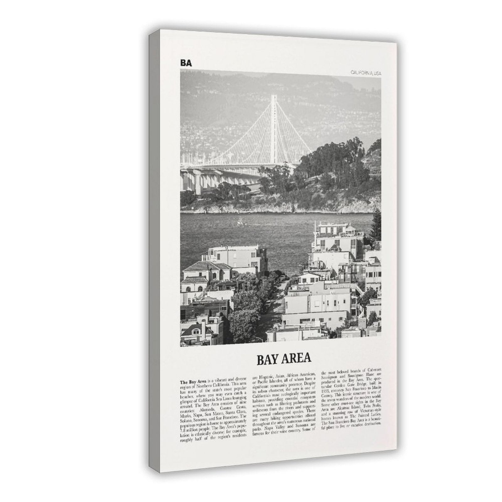 CFIOZYOS San Francisco Bay Area Print Black And White Bridge, Bay Area ...