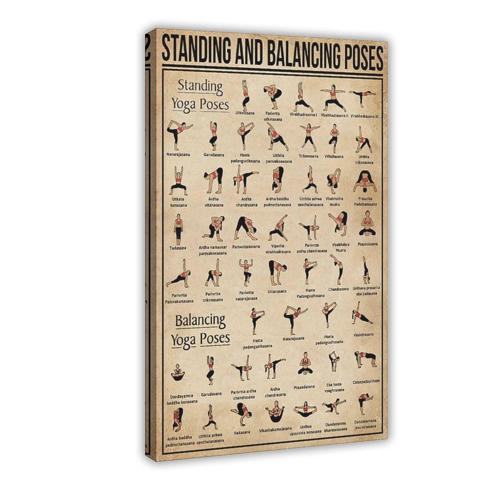 CFIOZYOS Standing And Balancing Yoga Poses Knowledge Poster for Room ...