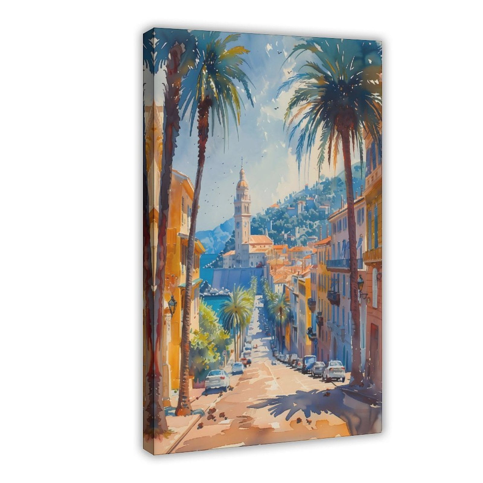 CFIOZYOS Watercolor Painting Nice France Wall Art Cityscape Poster ...