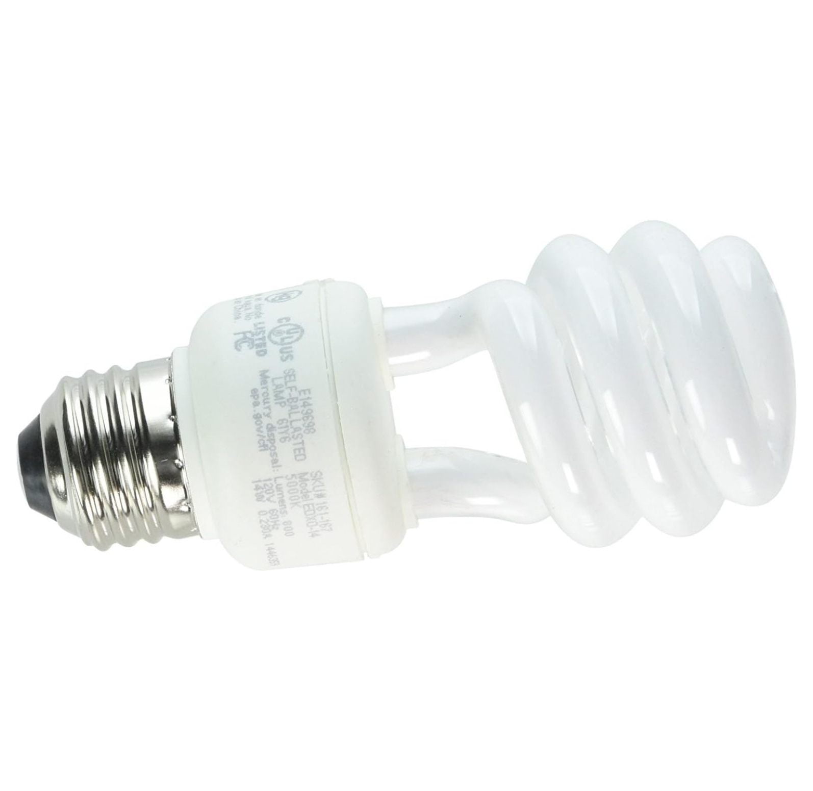 CFL Light Bulb, 14W (60W Equivalent) Spiral Daylight - Energy Saving Compact Fluorescent Bulb ...