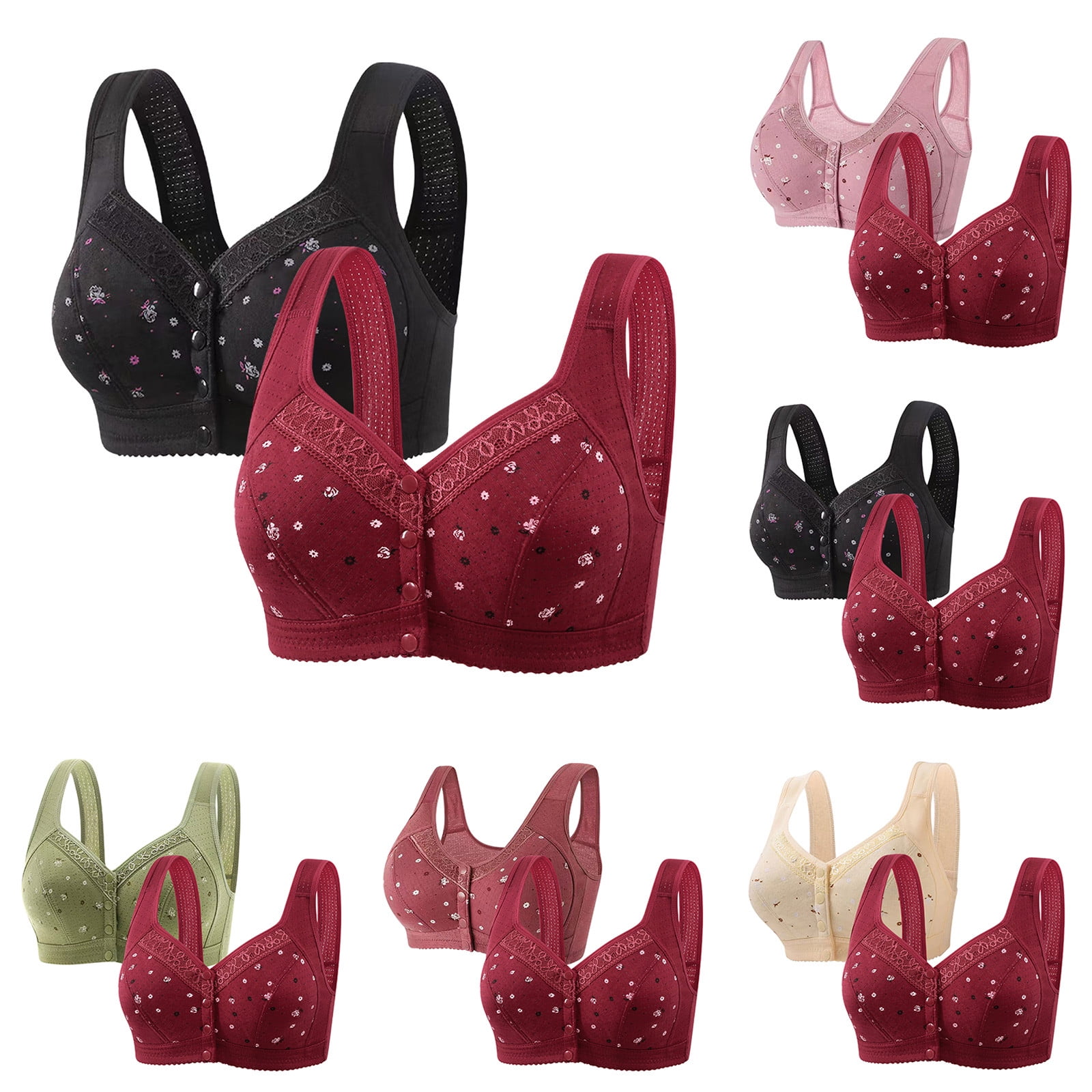 CFLVAEK 2 Pack Daisy Bras for Elder Women Plus Size No Underwire ...