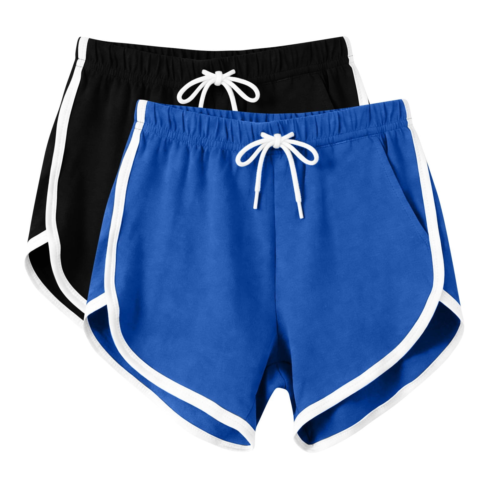 CFLVAEK 2 Pack Workout Shorts for Women Plus Size Drawstring Elastic ...