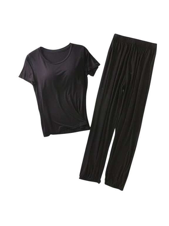 BSDJILFG Rompers for Women Plus Size Casual Pajama Lounge Sets Crew ...