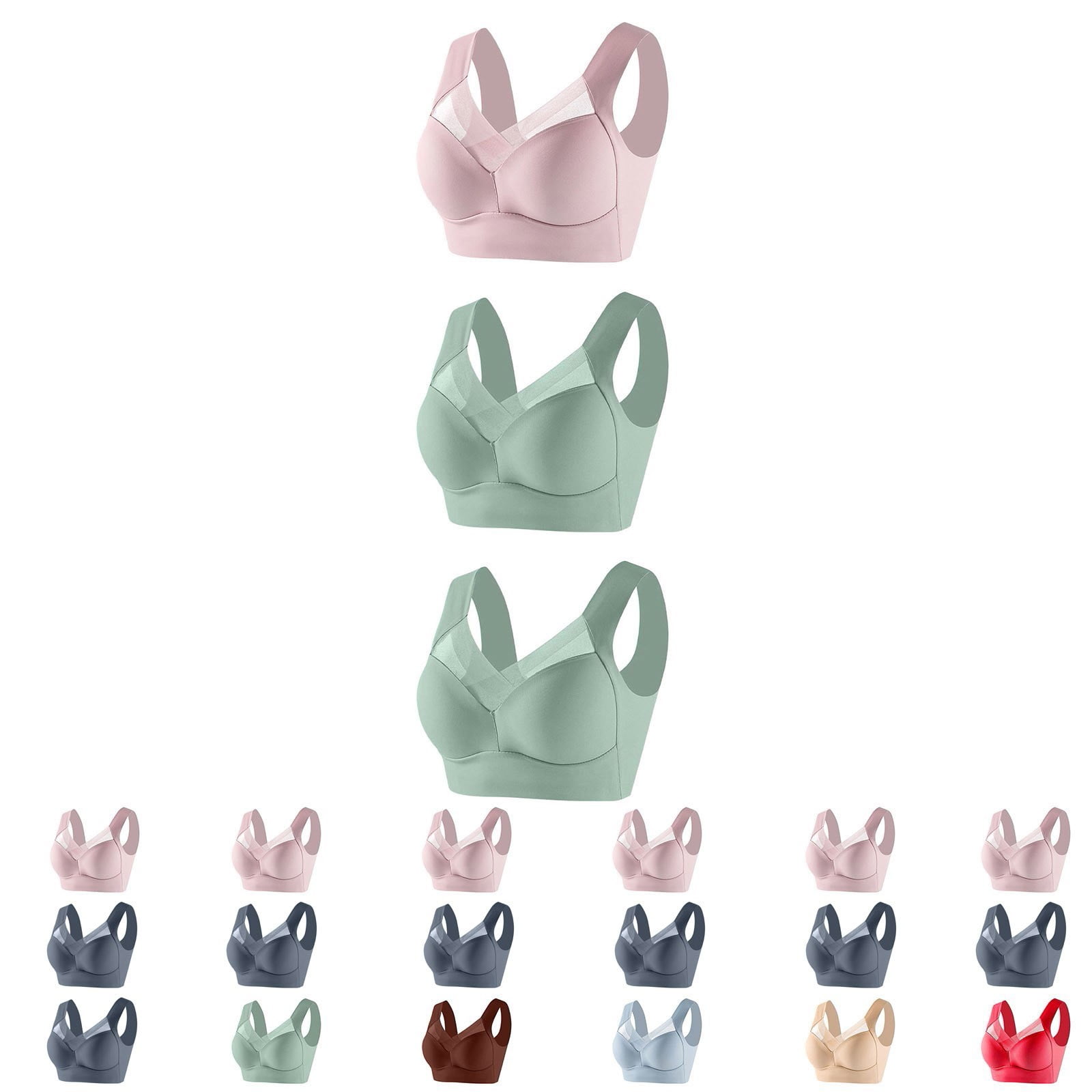 CFLVAEK 3 Pack Plus Size Wireless Bra for Women Comfort Full Coverage ...