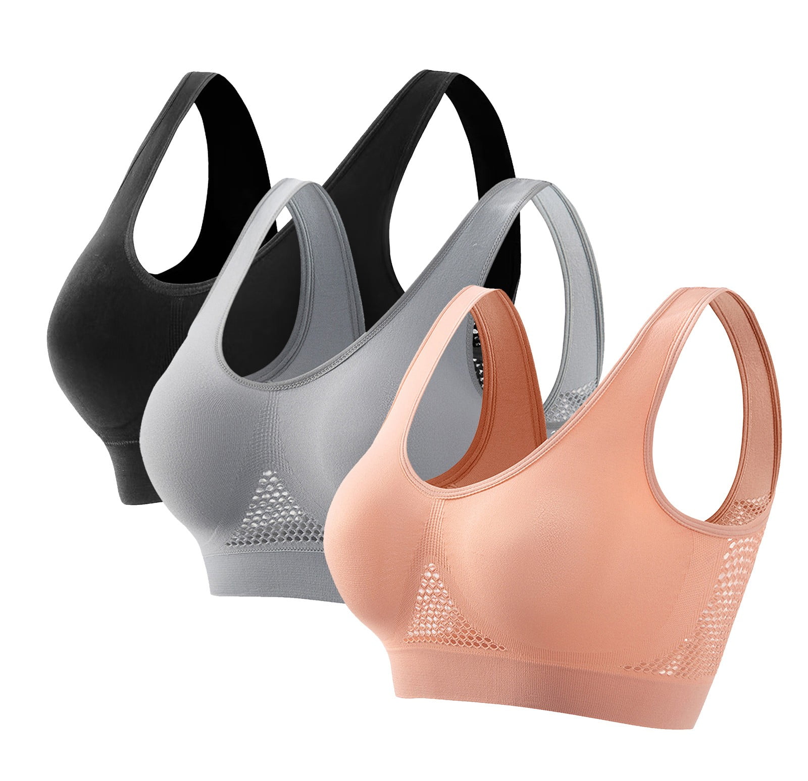 CFLVAEK 3 Pack Plus Size Women's Breathable Anti Sagging Sports Bras ...