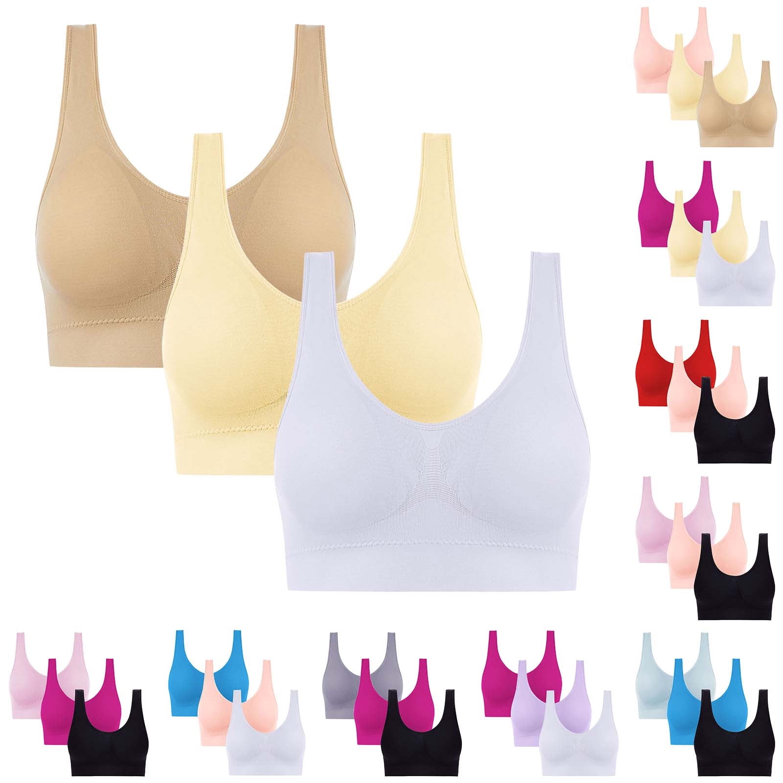 CFLVAEK 3 Piece Sports Bras for Women High Support Seamless Yoga Gym ...