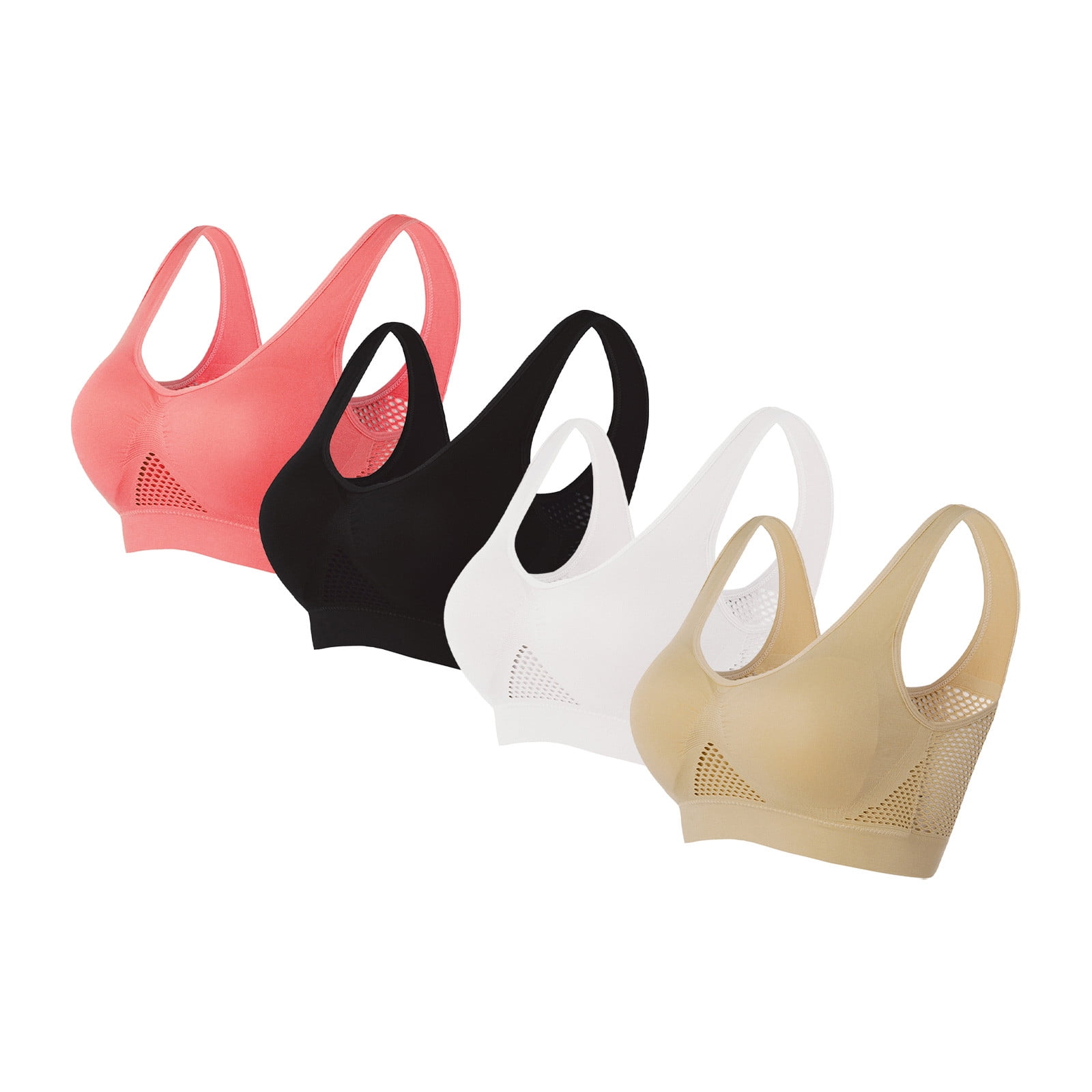 CFLVAEK 4 Pack Breathable Anti Sagging Sports Bras for Women Plus Size ...