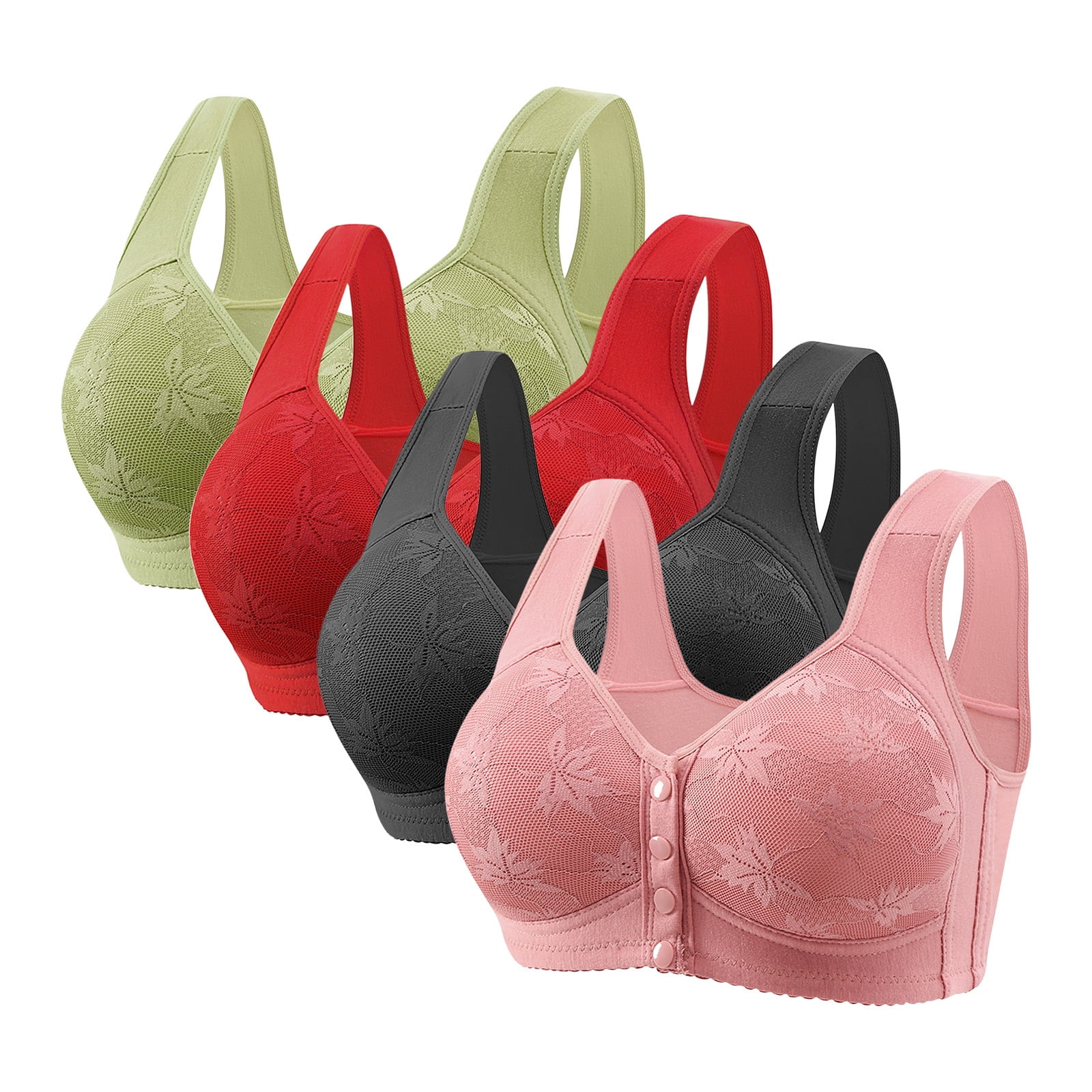 CFLVAEK 4 Pack Front Closure Bras for Women Plus Size Wireless Full ...
