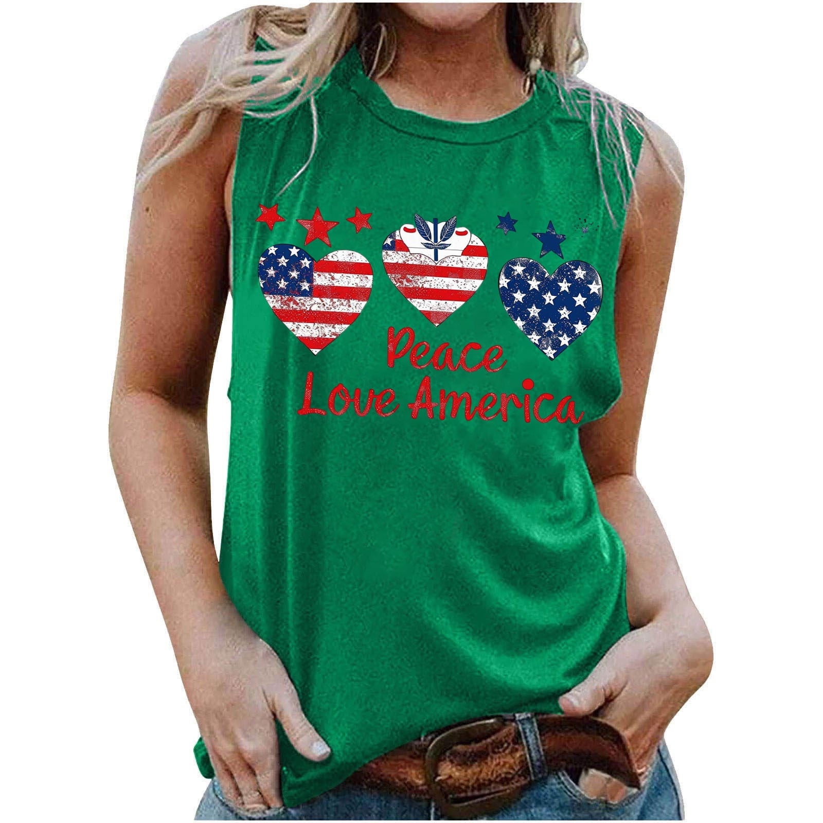 CFLVAEK 4th of July Tank Top for Women American Flag Patriotic Shirts ...