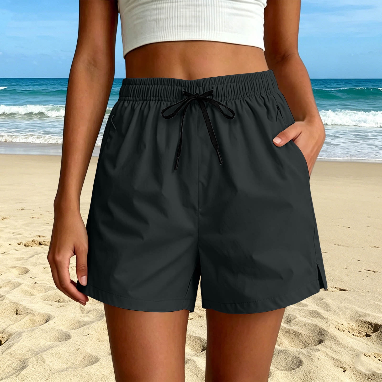 CFLVAEK Athletic Shorts Women with Pockets Drawstring High Waisted ...