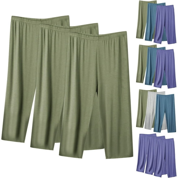 CFLVAEK Capris for Women Plus Size Wide Leg Lounge Workout Capri Pants ...