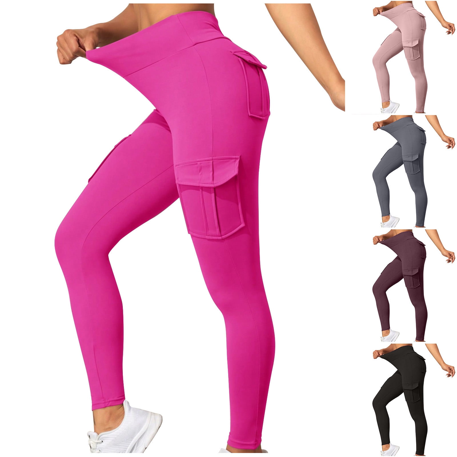 CFLVAEK Cargo Leggings with Pockets for Women Casual High Waisted ...