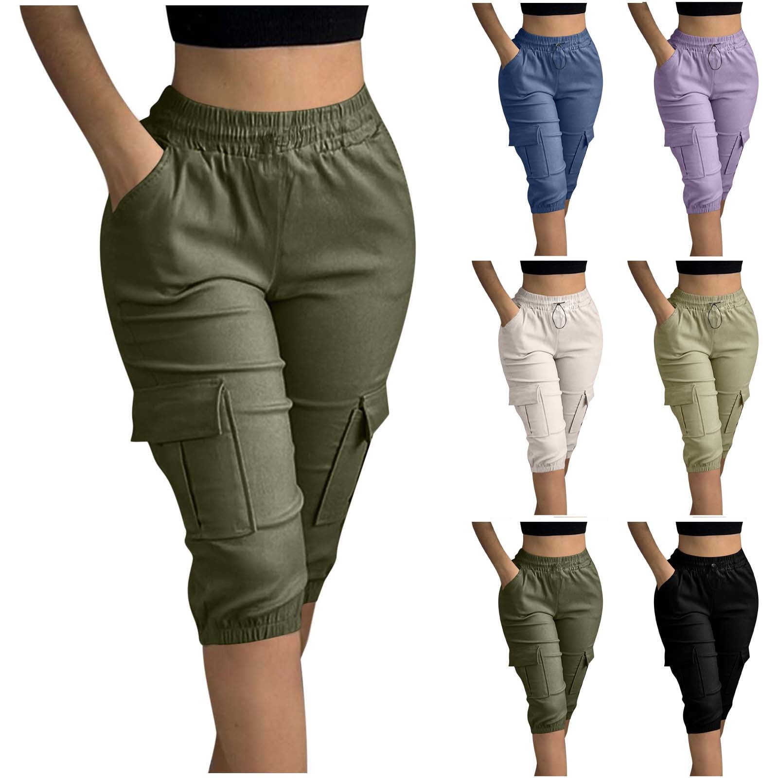 CFLVAEK Cargo Shorts for Women Knee Length Cinch Bottom Shorts with ...