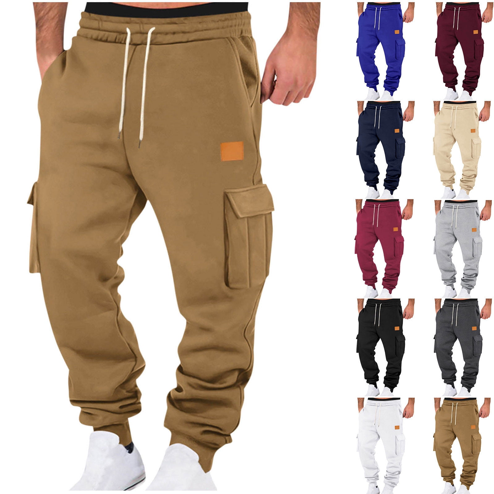 CFLVAEK Cargo Sweatpants for Men with Pockets Big and Tall Drawstring Waist Workout Athletic ...