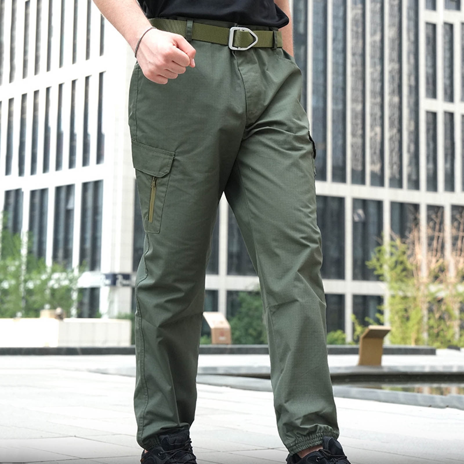 CFLVAEK Cargo Tactical Pants for Men Quick Dry Wide Leg Hiking Outdoor Cargo Pant with Multi ...