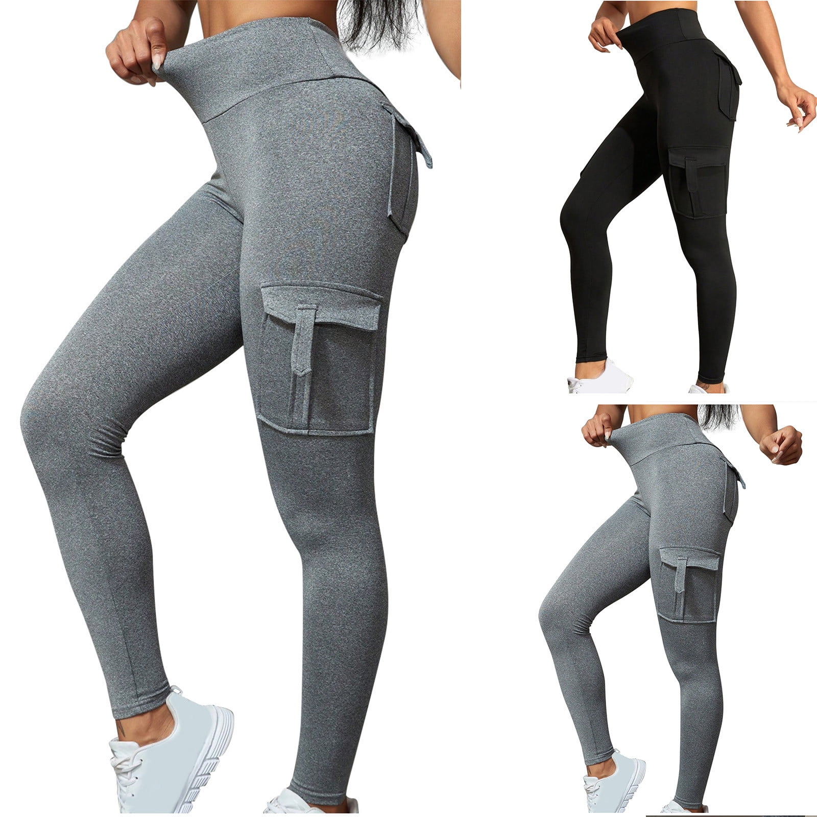 CFLVAEK Cargo Yoga Pants for Women with Pockets Casual High Waisted ...