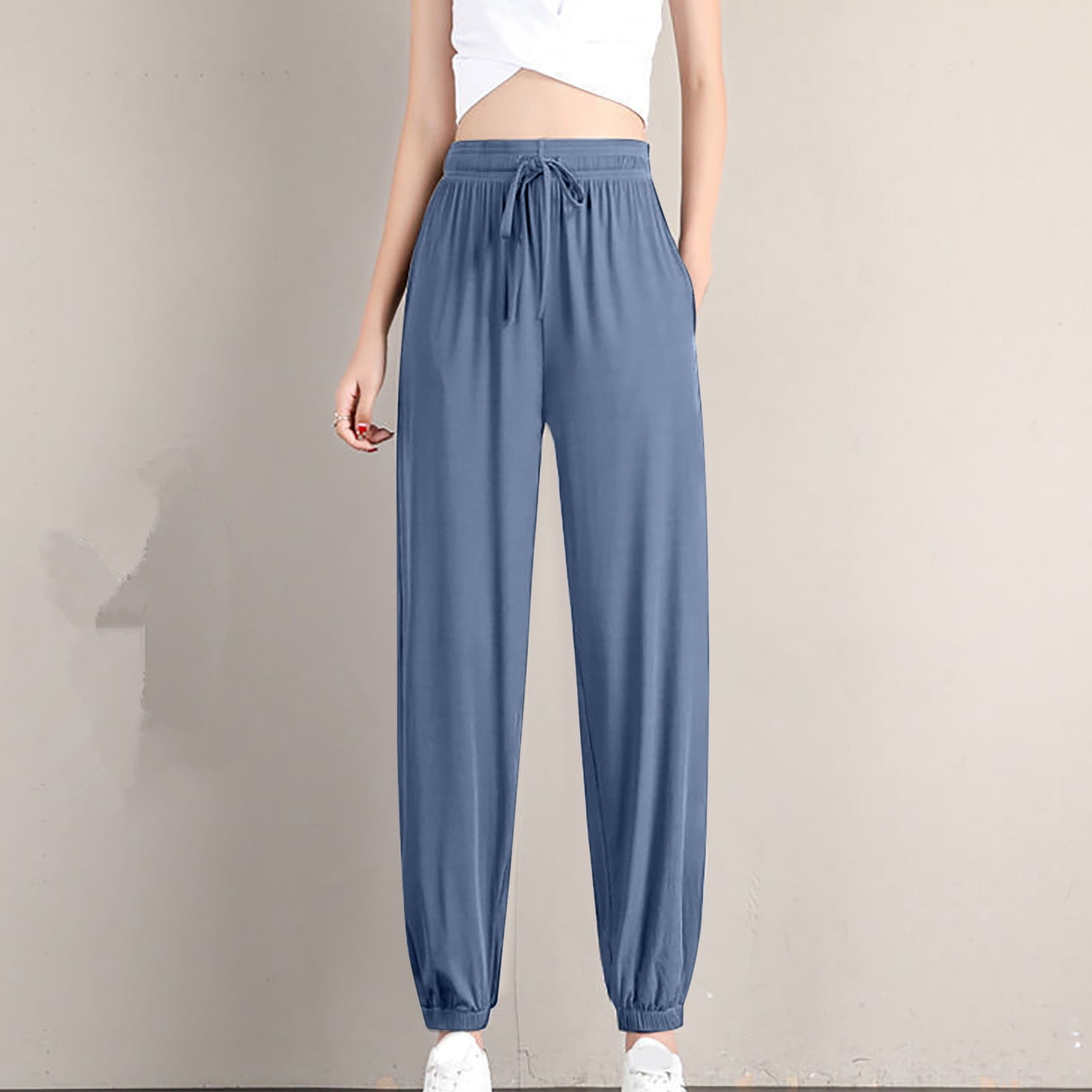 CFLVAEK Cooling Sweatpants with Drawstring for Women Elastic High Waist ...