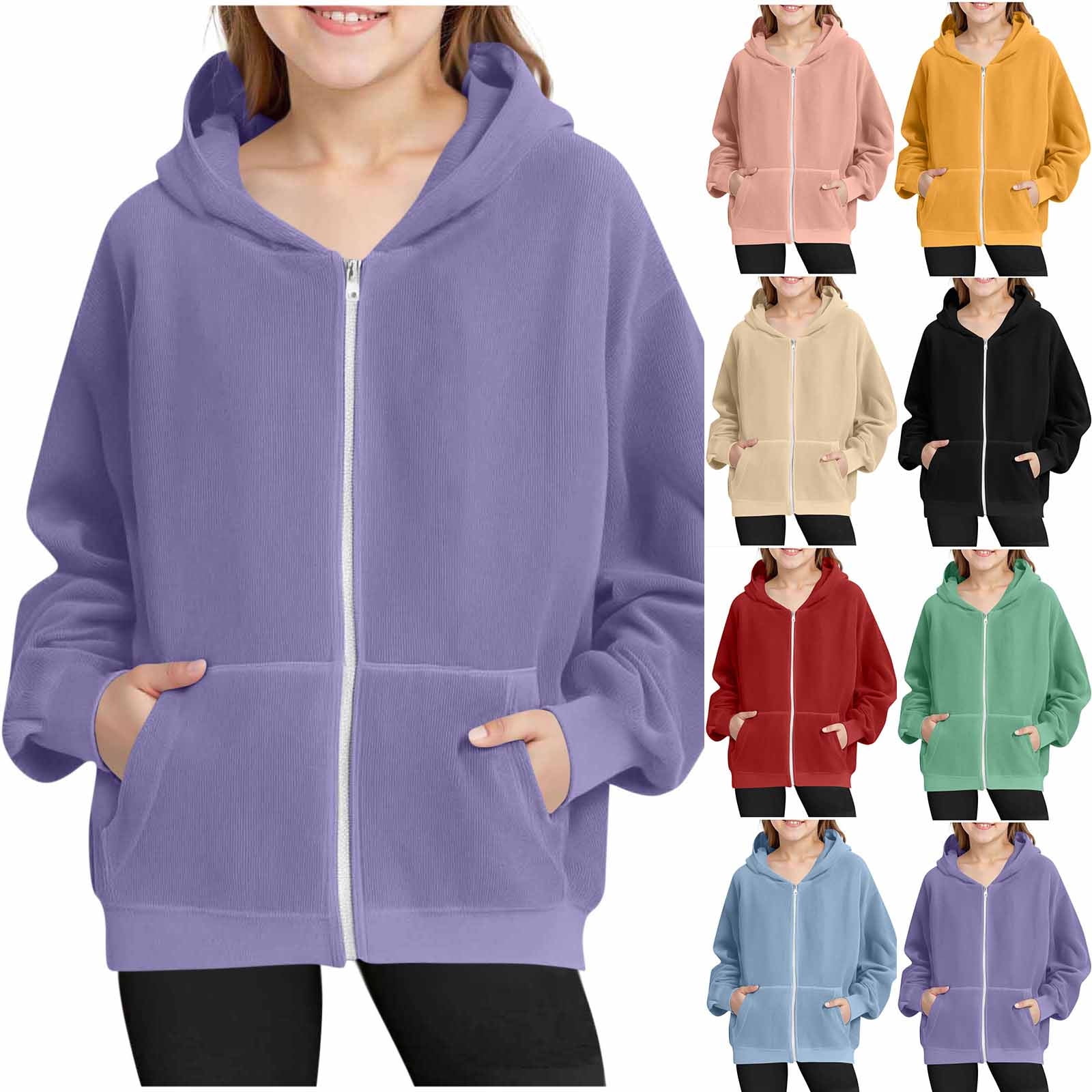 CFLVAEK Corduroy Hoodies for Teen Girls Zip Up Long Sleeve Hooded ...