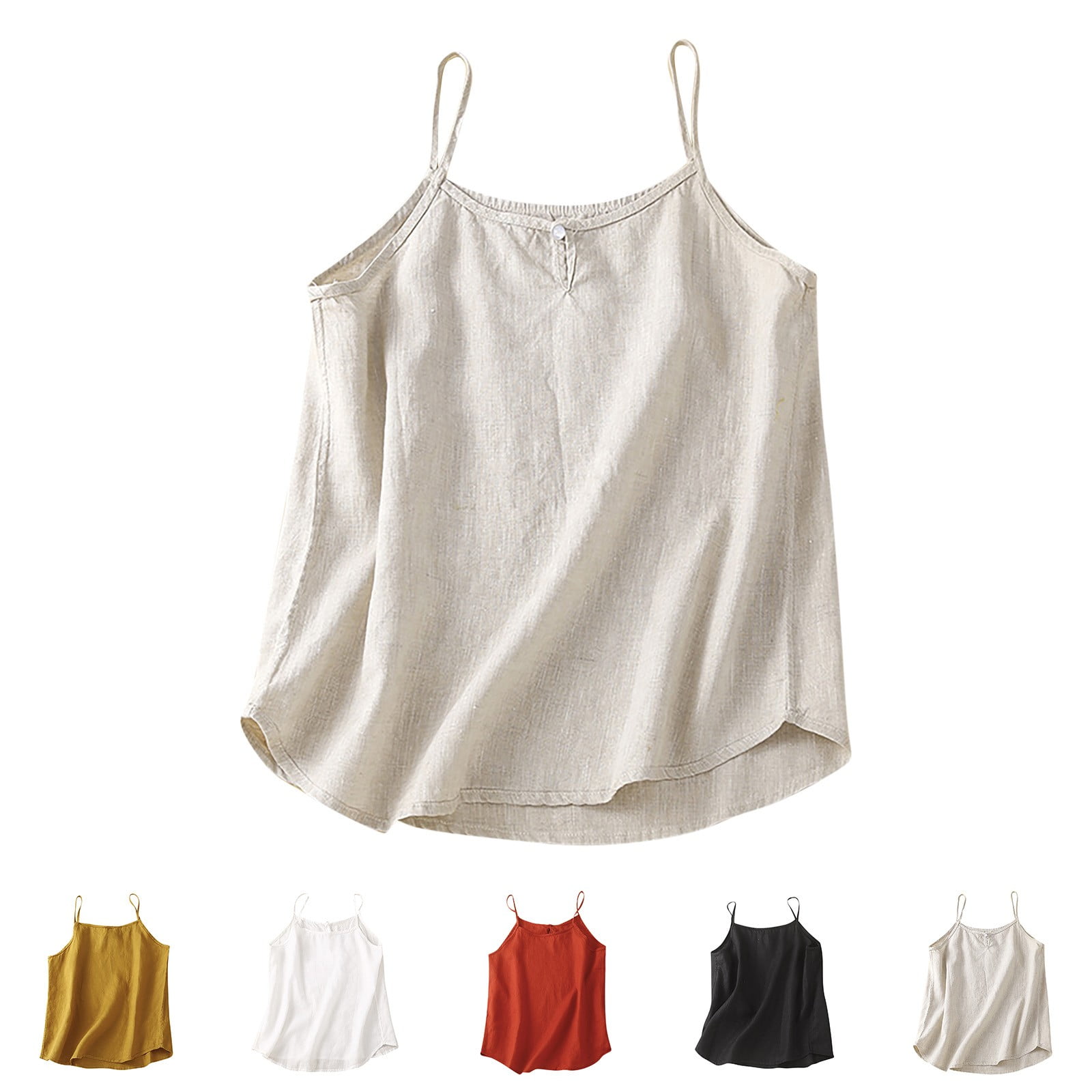 CFLVAEK Cotton Linen Camisole for Women Loose Fit Spaghetti Strap Going ...