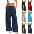CFLVAEK Cotton Linen Pants Women Casual Summer Straight Leg Trousers ...
