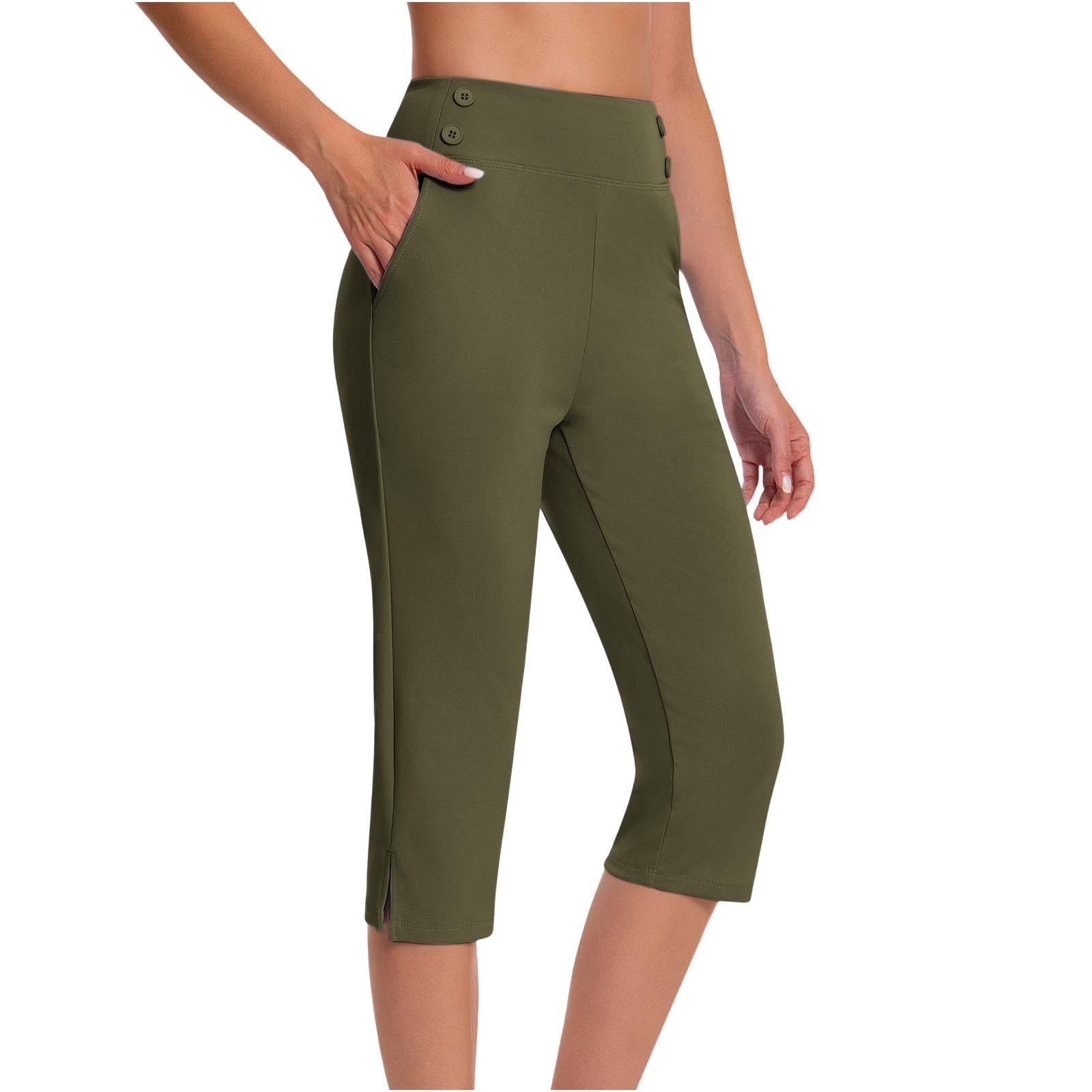 CFLVAEK Dressy Capris Pants for Women High Waist Stretch Plus Size ...