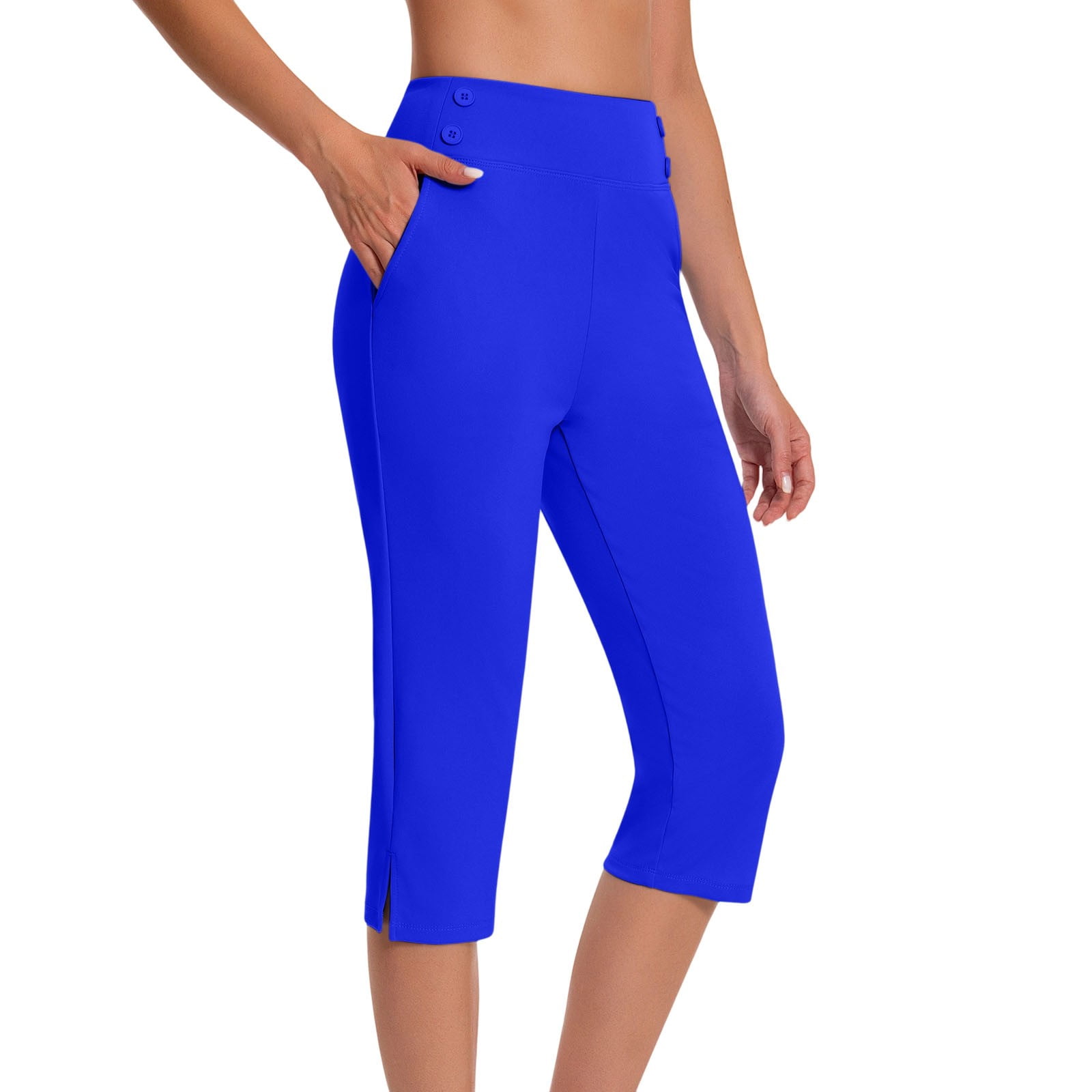 CFLVAEK Dressy Capris for Women Plus Size High Waist Stretch Capris ...