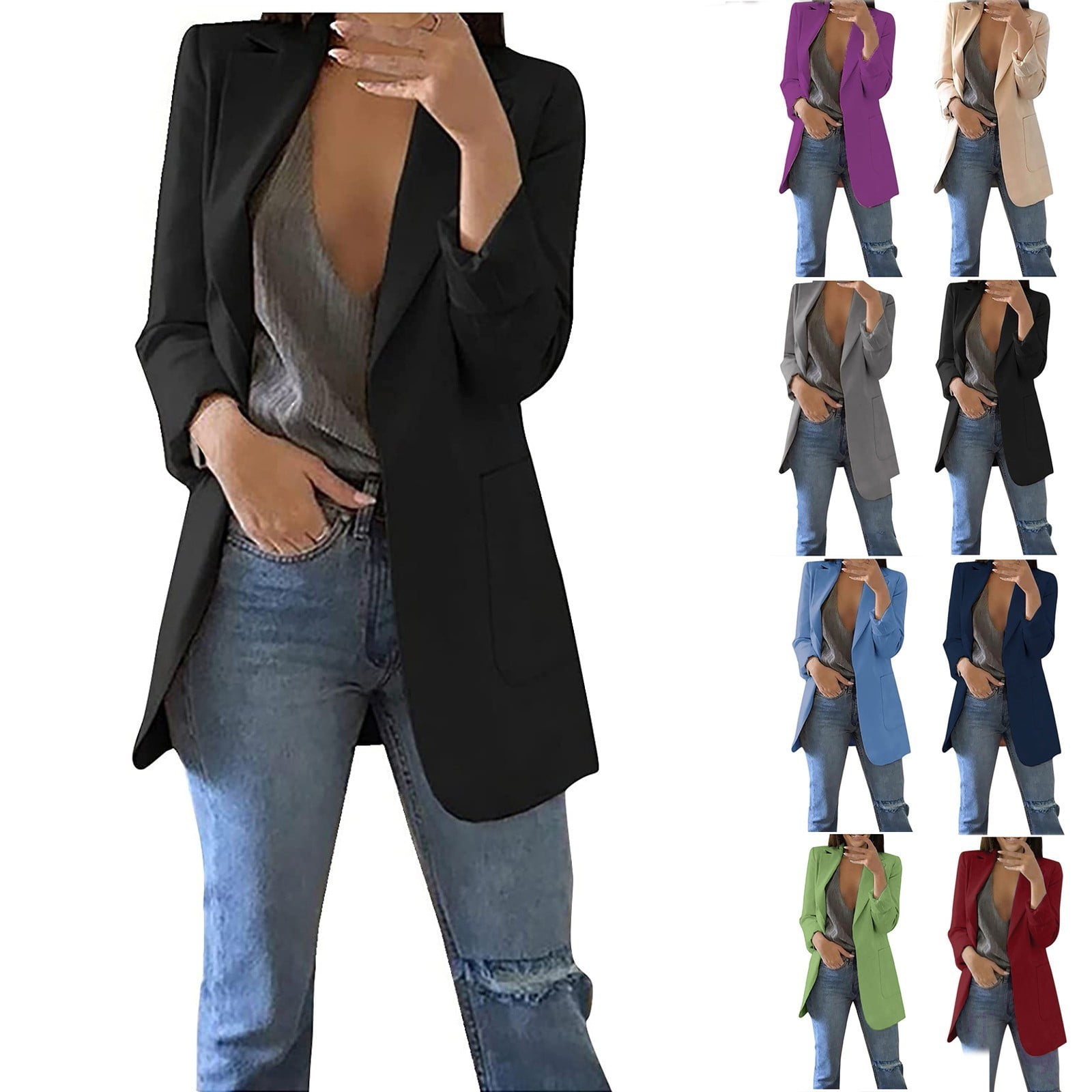CFLVAEK Dressy Jackets for Women Plus Size Open Front Suit Coat Casual ...