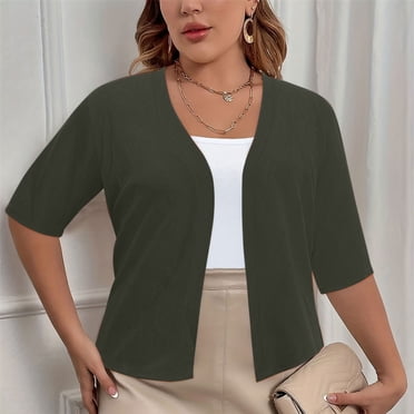 CFLVAEK Womens Fall Cover Ups Casual 3/4 Sleeve Knitted Sweaters Loose ...