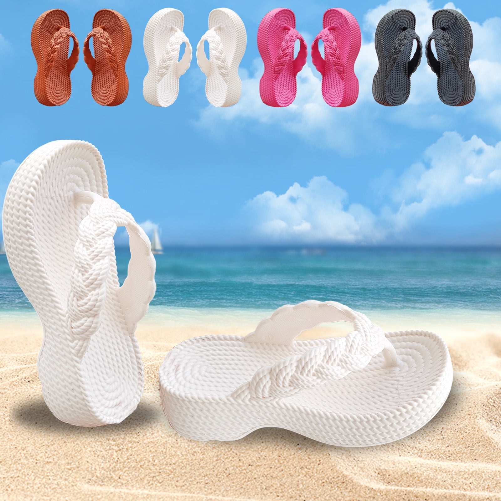 CFLVAEK Flip Flops for Women Soft Cloud Pillow Sandals Slip On Platform ...