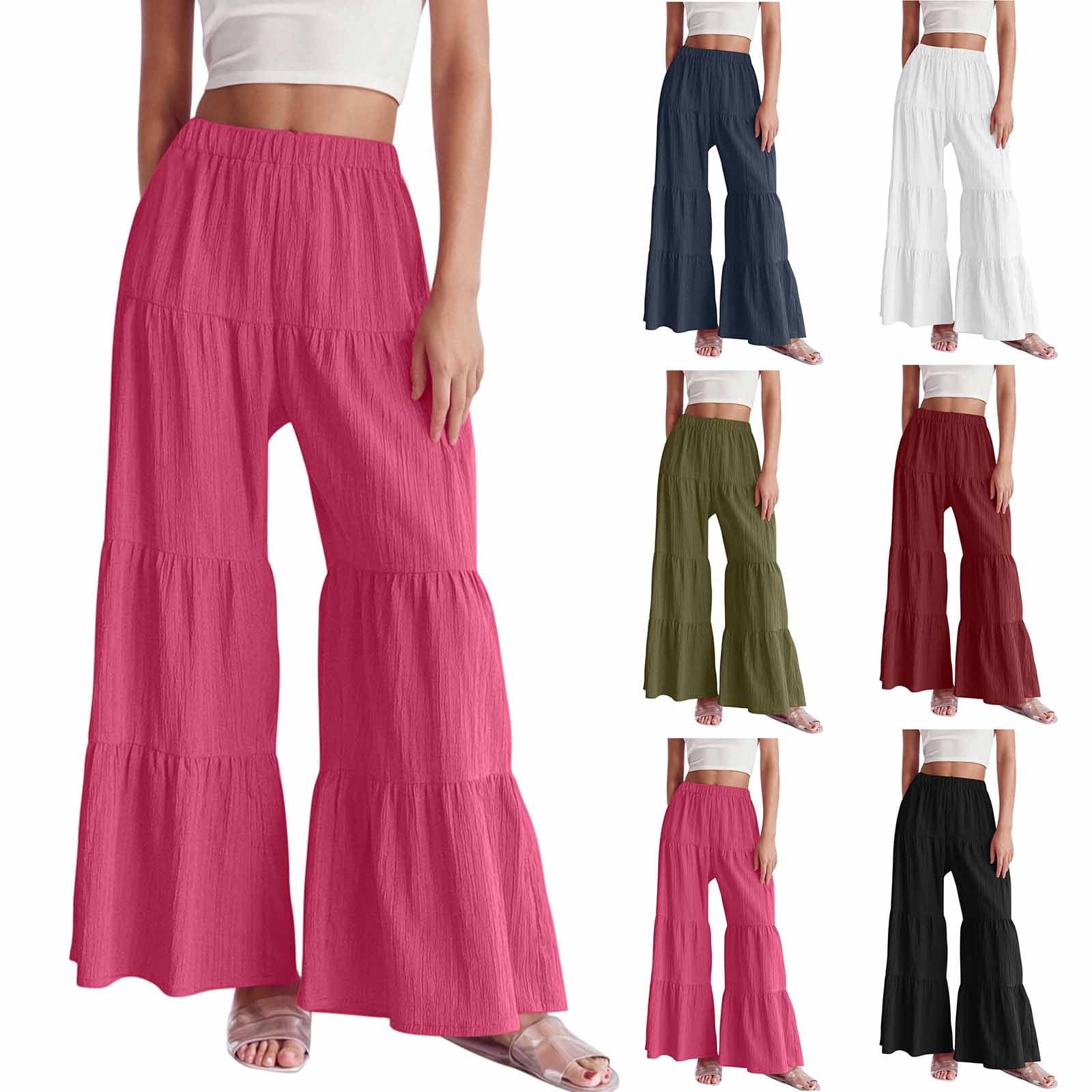 CFLVAEK Flowy Tiered Pants for Women Elegant Pleated Wide Leg Pants ...
