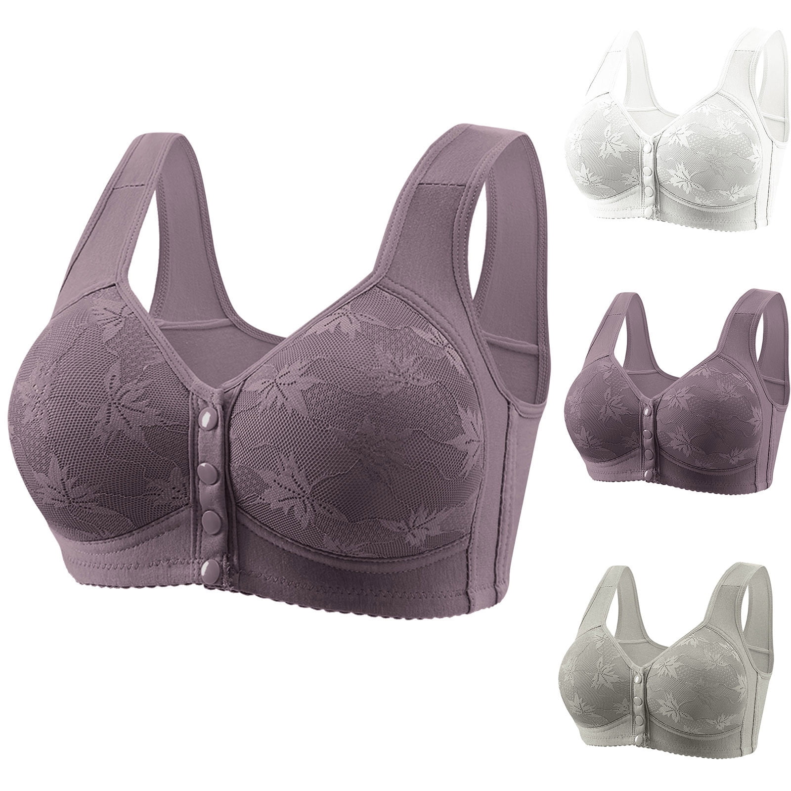 CFLVAEK Front Close Bras for Senior Women Plus Size Wireless Lifting ...