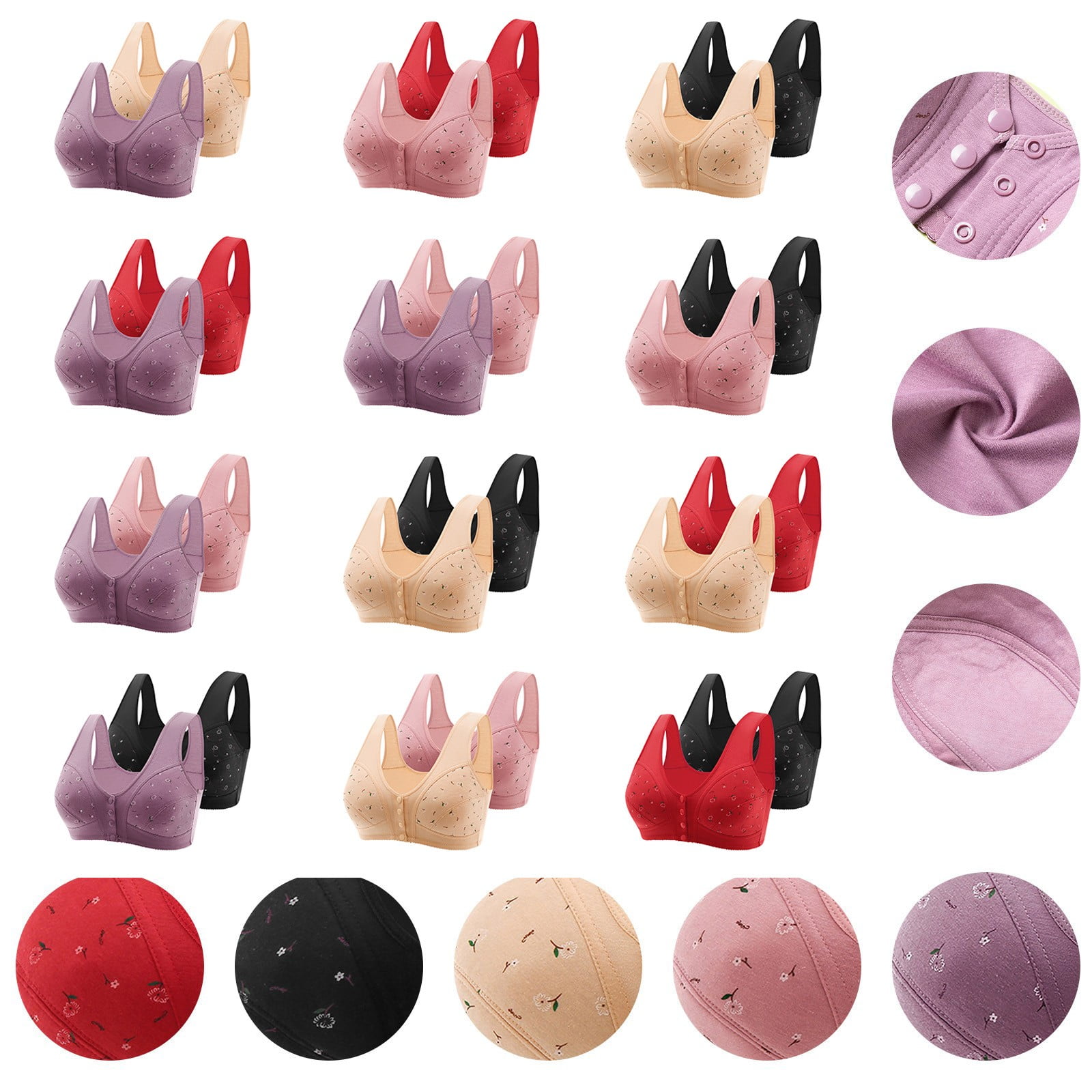 CFLVAEK Front Closure Bras for Elder Women Plus Size Wireless Push Up ...