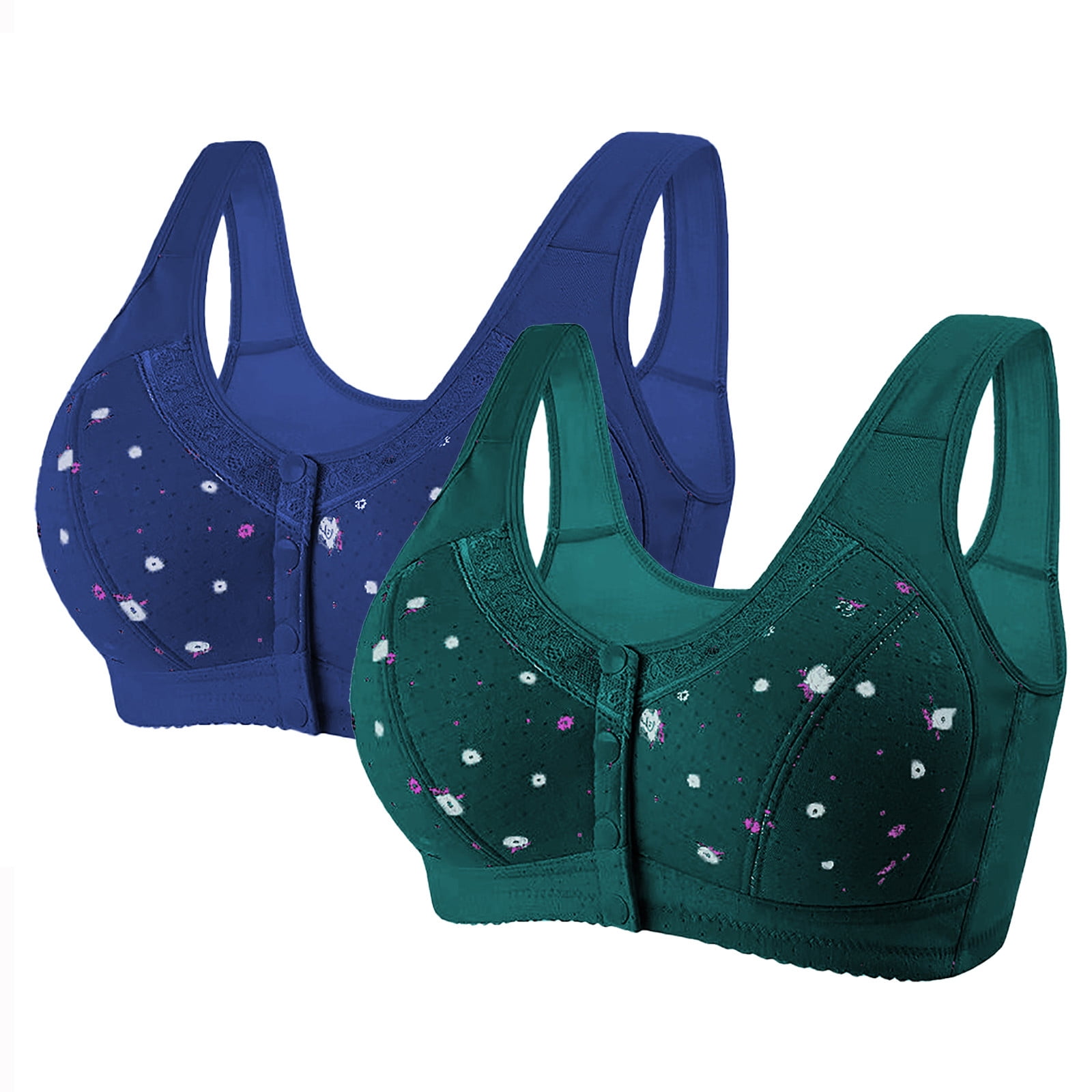 CFLVAEK Front Closure Bras for Women Plus Size No Underwire Push Up Bra ...