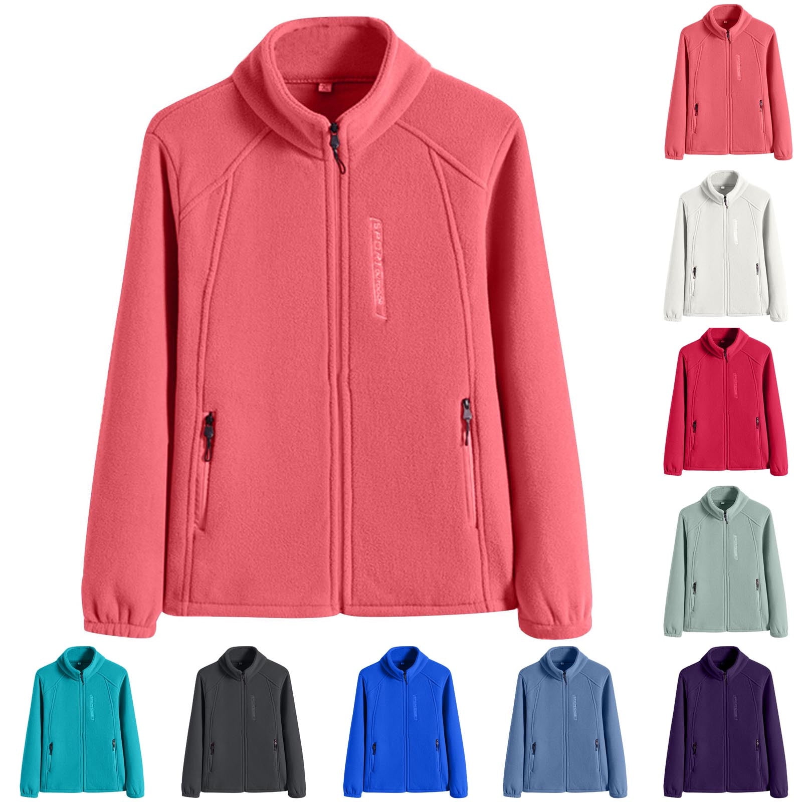 CFLVAEK Full Zip Polar Fleece Jacket Women Plus Size Thermal Fall and ...