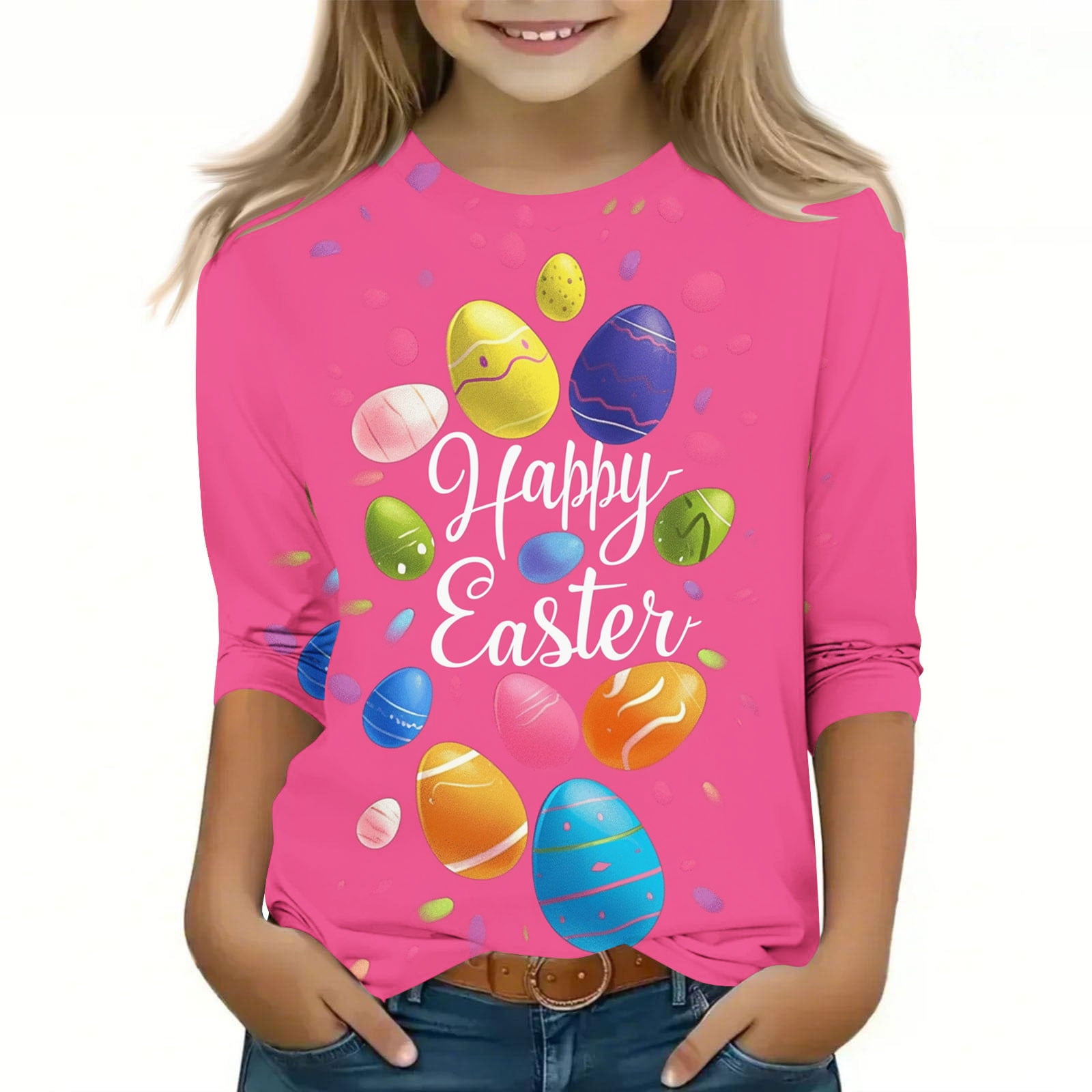 CFLVAEK Happy Easter T Shirts for Kids Girls Cute Easter Eggs Graphic ...