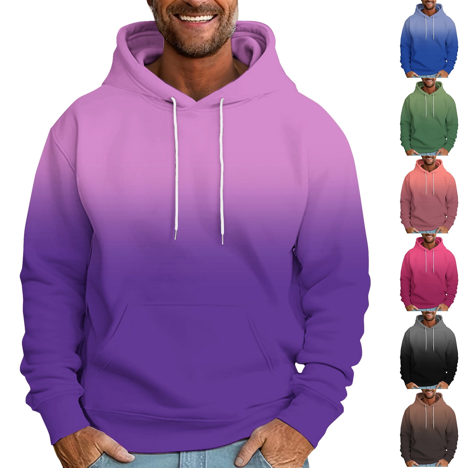 CFLVAEK Hoodie Sweatshirts for Men Fashion Gradient Graphic Hooded ...