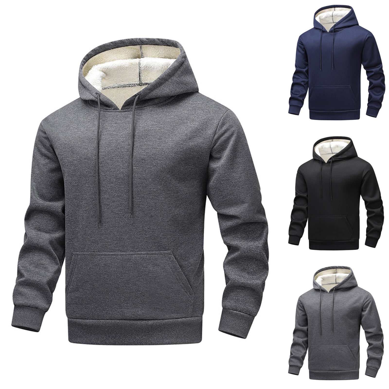 CFLVAEK Hoodies for Men Fleece Lined Fall Winter Hooded Pullovers ...