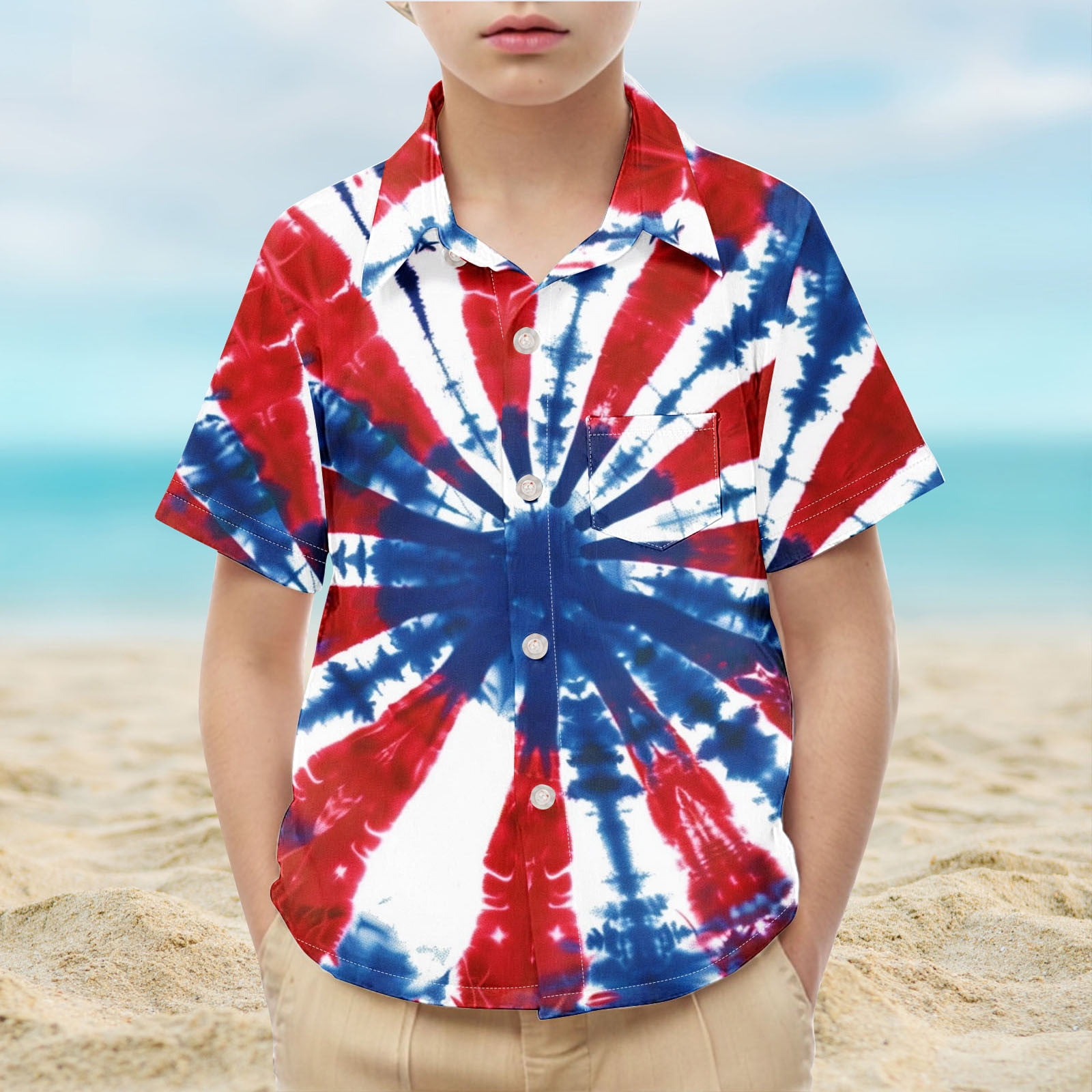 CFLVAEK Kids Red White and Blue Shirt USA Flag 4th of July Patriotic ...